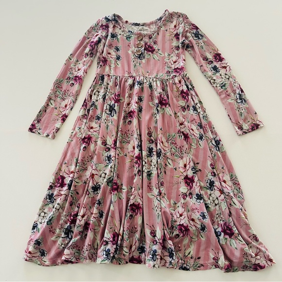 Posh Peanut | Dresses | Posh Peanut 6t Girls Pink Floral Henley Dress ...